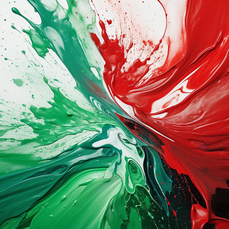 Red and Green Paint Splatter. Abstract Art Stock Photo - Image of ...