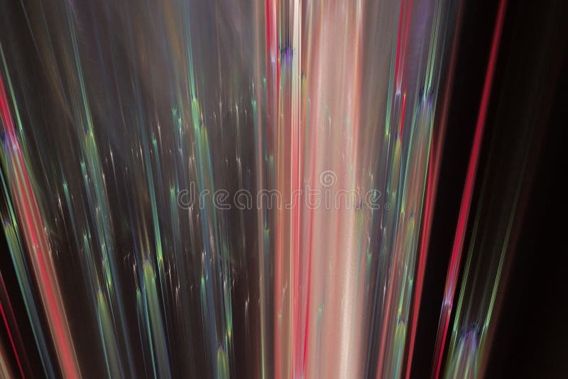 Red Green Pattern of Curved Vertical Rays on a Black Background. Stock ...