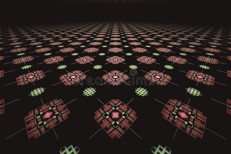 Red Green Pattern with a Plane of Squares and Circles on a Black ...