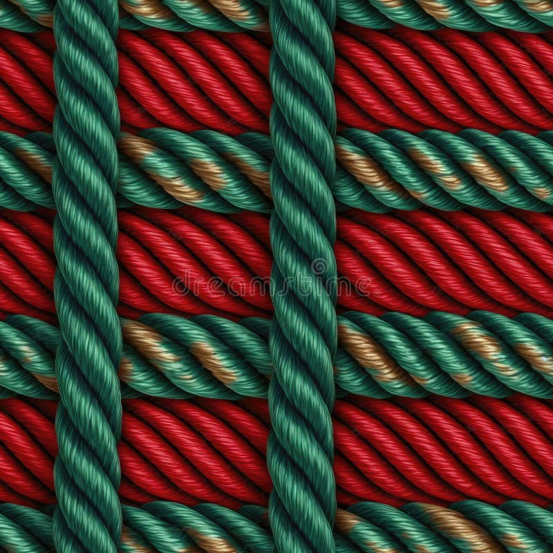 Red Green Pattern of Ropes Close Up Very Detailed Tile Seamless ...
