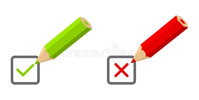 Red Pencil Tick Mark Icon Stock Illustrations – 392 Red Pencil Tick ...
