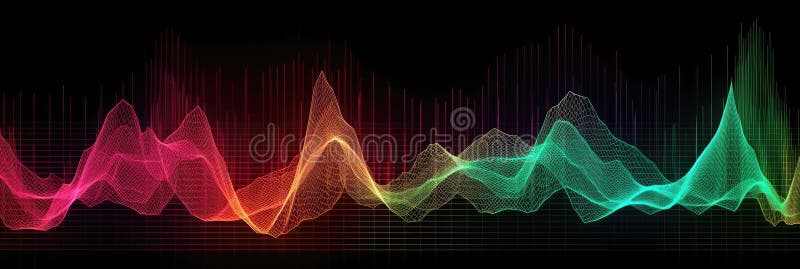 Red Green Purple a Digital Representation of Sound Waves in an Array of ...