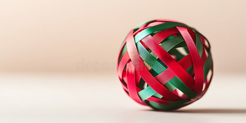 Red and Green Ribbon Ball Placed on Flat Surface Stock Illustration ...