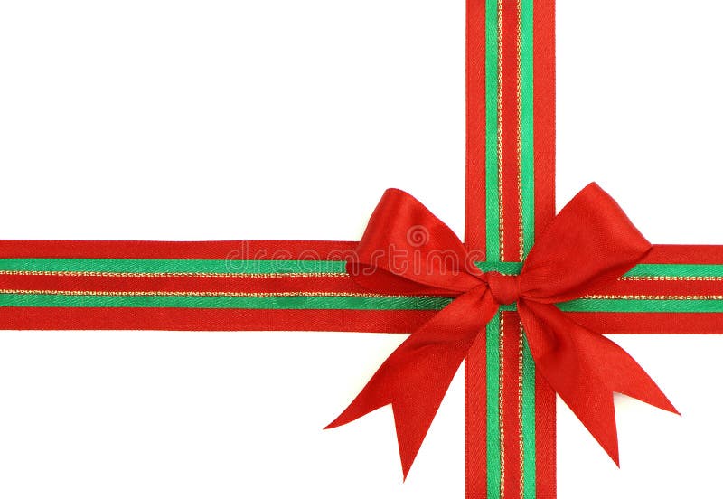 Red And Green Ribbon And Bow Stock Photo - Image of memo, background ...