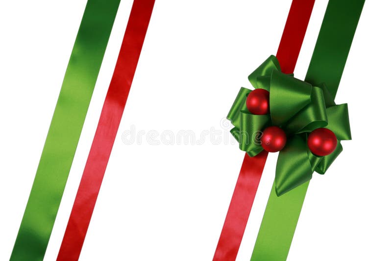 Red and Green Ribbons with Bow Stock Image - Image of parallel ...