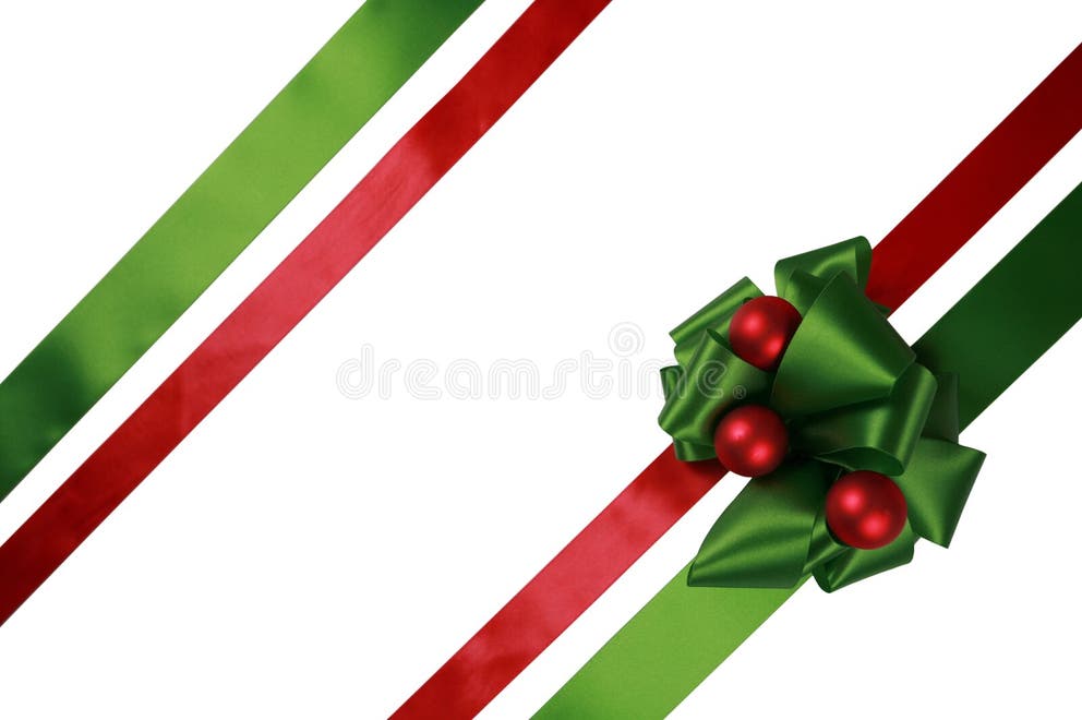 Red and Green Ribbons with Bow Stock Photo - Image of pretty, parallel ...