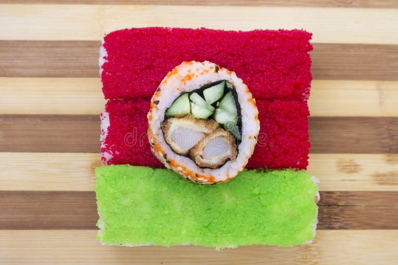 Red and Green Rolls on a Cutting Board Stock Image - Image of eating ...
