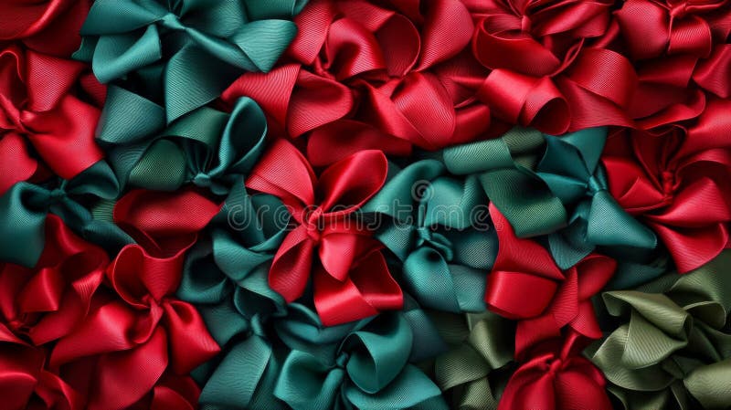Red and Green Satin Ribbon Bows Background Stock Illustration ...