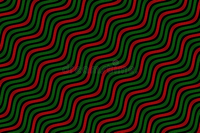 Red and Green Sea Wave Lines Repeating Pattern on Black Background ...