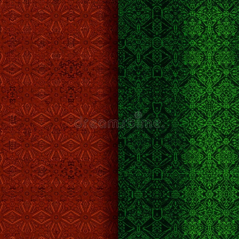 Red and Green Sections Display Intricate, Symmetrical Patterns with ...