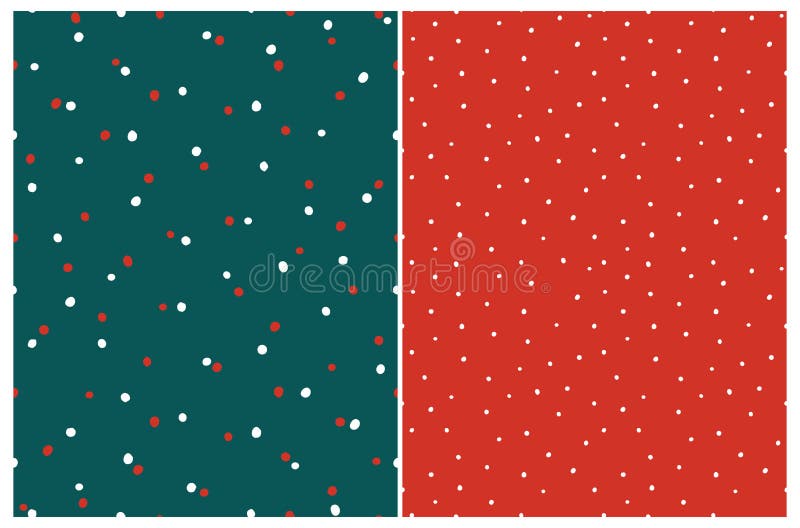 Red and Green Simple Dotted Seamless Vector Patterns. Stock Vector ...