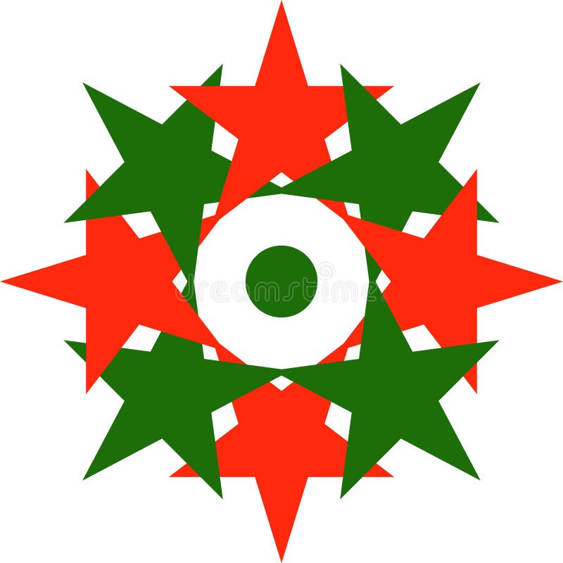 Red and Green Star Forming a Circle with White and Green Circle in ...
