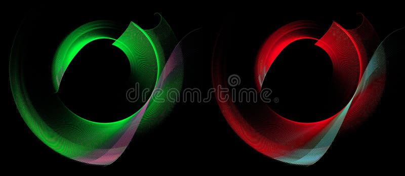 Red and Green Striped Backlit Curved Elements Form a Circular Frames on ...