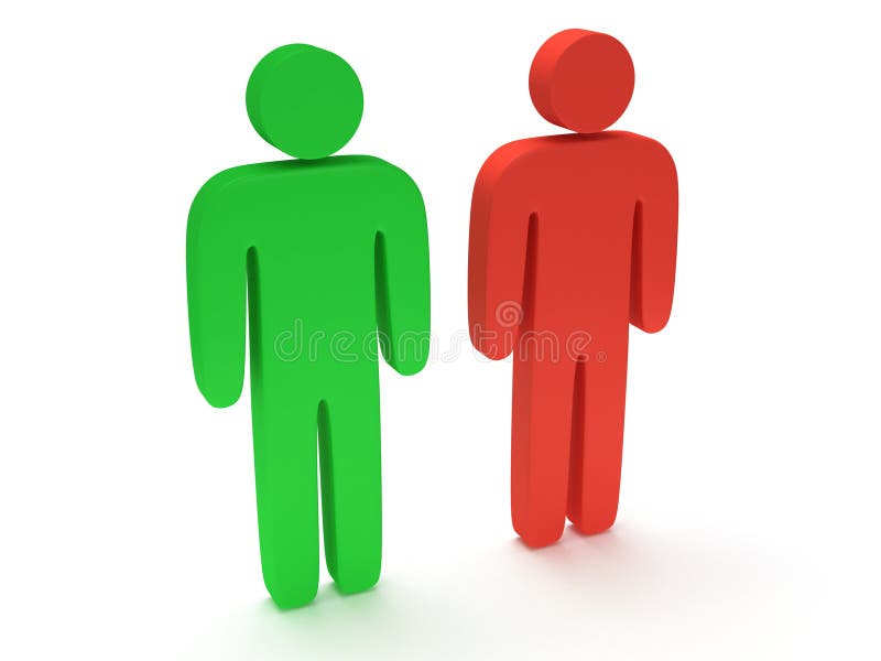 Red and Green Stylized Person Stand on White Stock Illustration ...