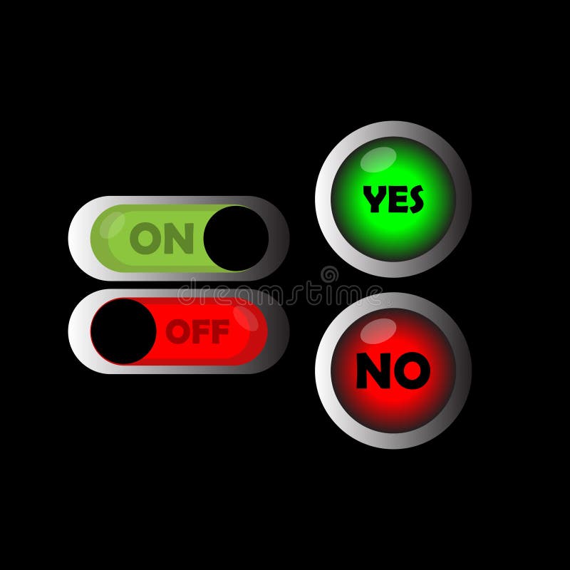 Red and Green Switch Interface Buttons. Vector 3d Illustration Stock ...