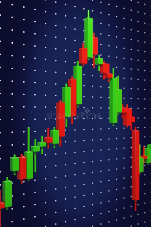 Red and Green Three-dimensional Candlestick Chart. 3d Illustration ...