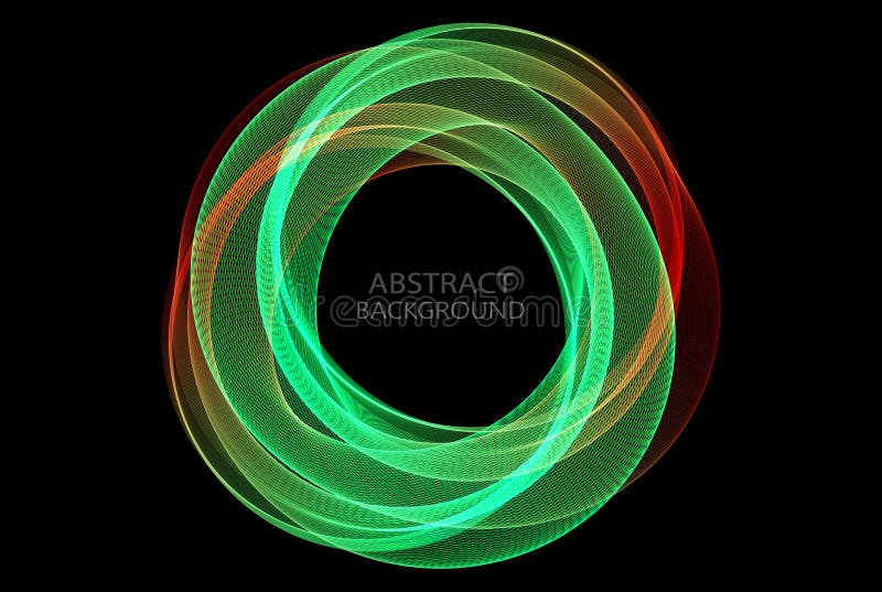 Red with Green Transparent and Circular Wave Lines on Dark Background ...