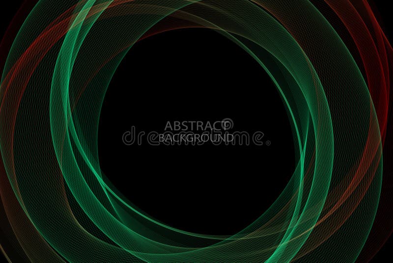 Red with Green Transparent Lines of a Circular Wave on a Dark ...
