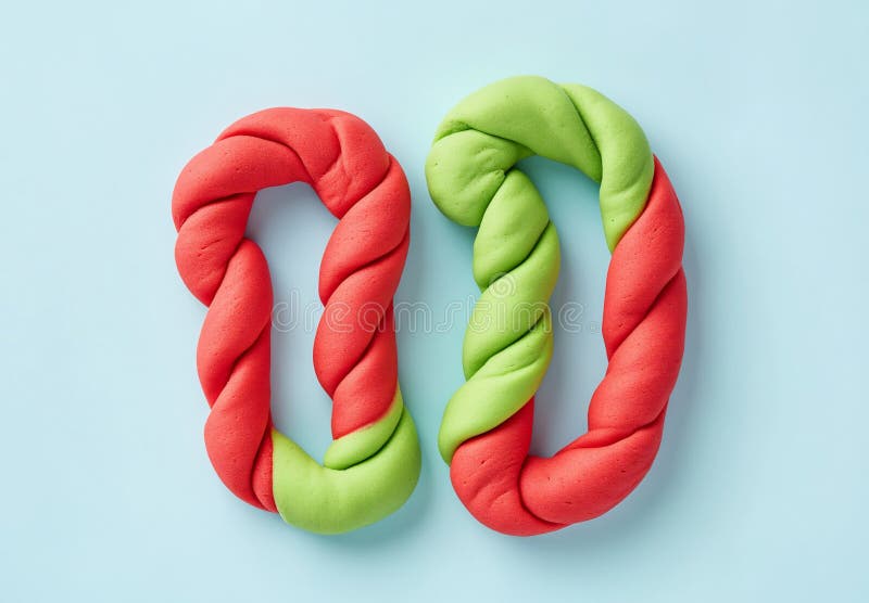 Red and Green Twisted Candy Shapes on Blue High Quality Image Stock ...
