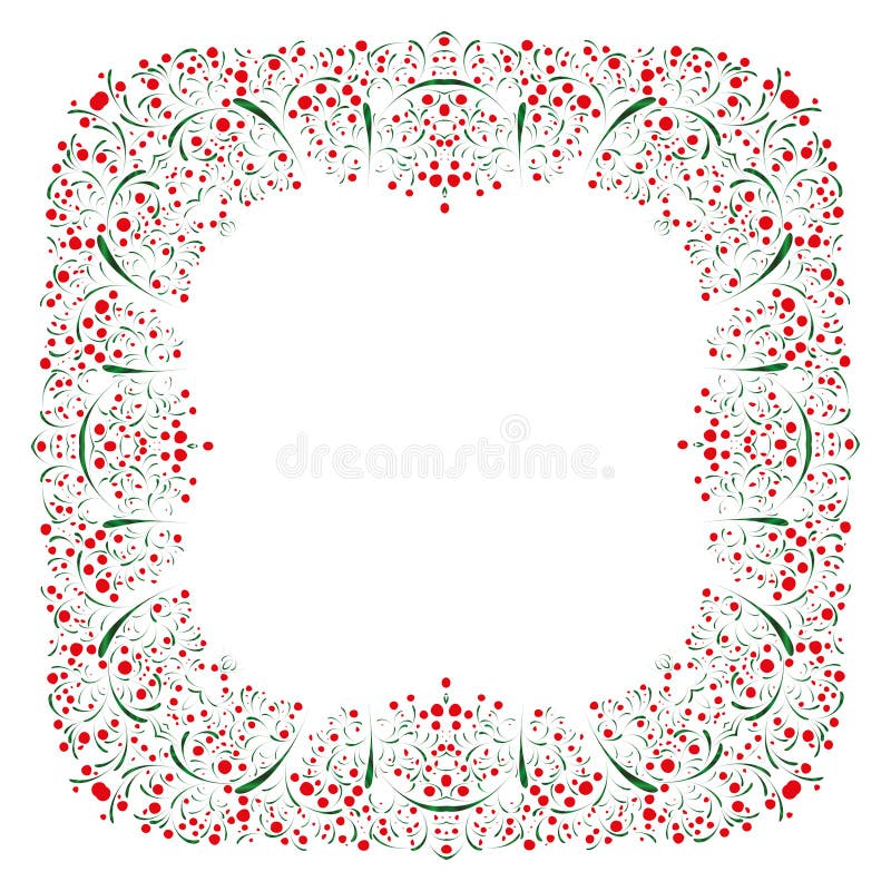 Red and Green Vector Floral Frame Stock Vector - Illustration of cadre ...