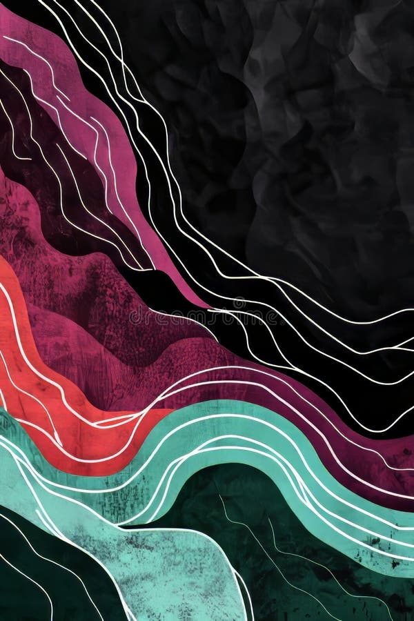 Red, Green, and Violet Abstract Design Elements on White and Black ...