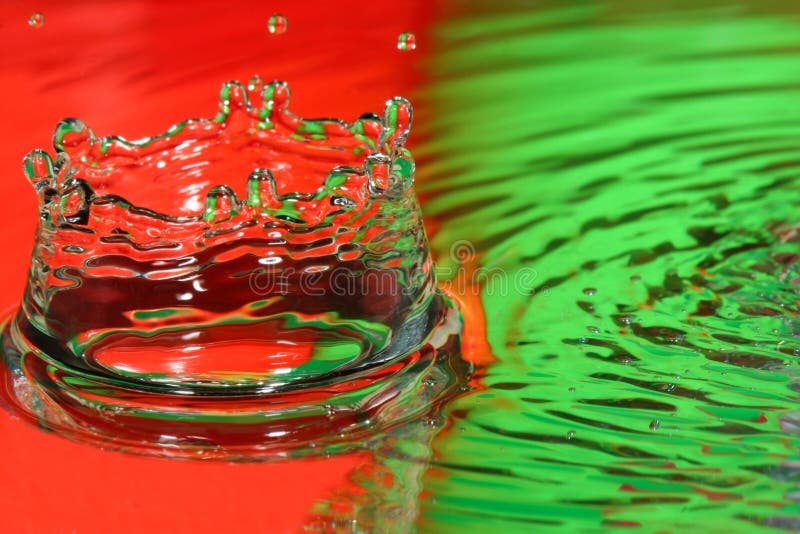 Red and Green Water Drop-splash-crown Stock Photo - Image of fluid ...