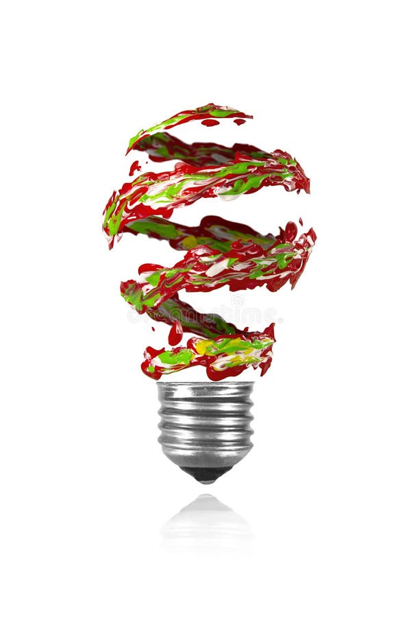 Red Green White Spiral Paint Trace Made Light Bulb Stock Illustration ...