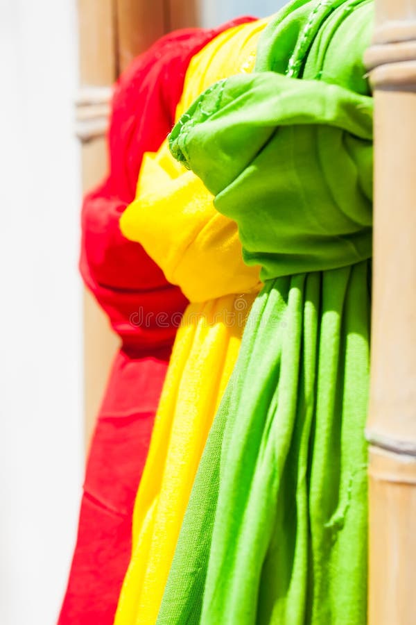 Red, Green and Yellow Scarves. Stock Image - Image of casual, closeup ...