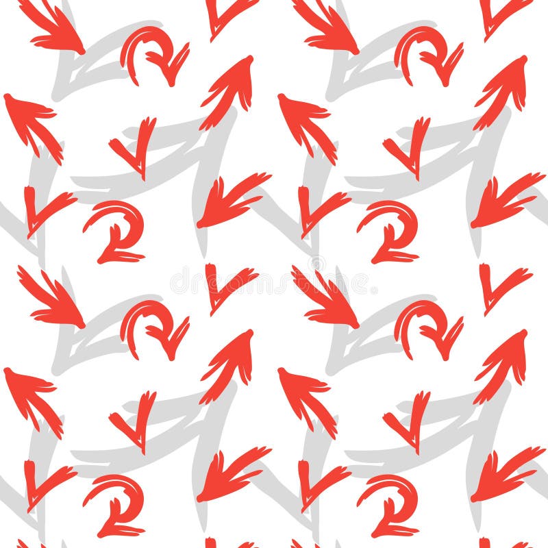 Red and Grey Arrows Seamless Pattern. Hand Drawn Vector Background ...