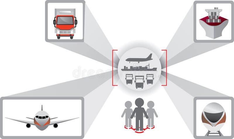 Red-grey Logisitcs Icons. Logistics Optimization Stock Illustration ...