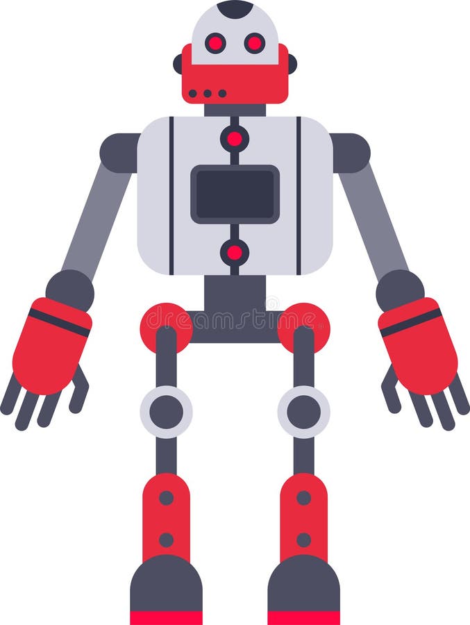 Red and Grey Robot Standing with Arms Outstretched, Showcasing Its ...