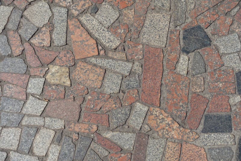 Red, Grey, White and Black Crazy Pavement Made of Polished Granite ...