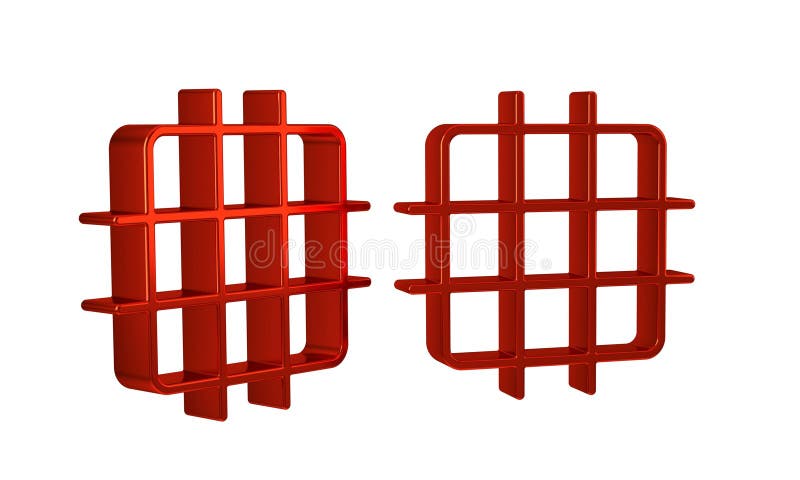 Red Grid Graph Paper Icon Isolated on Transparent Background. Stock ...