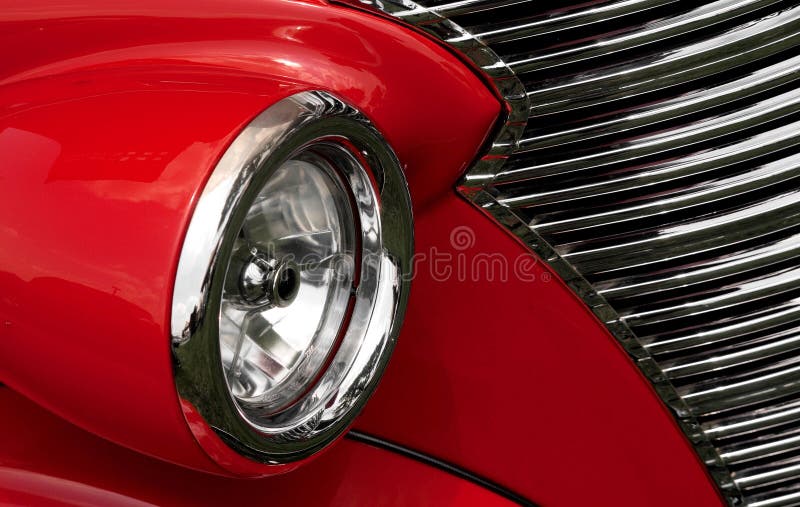 Red grill classic car stock photo. Image of street, classic - 20451696