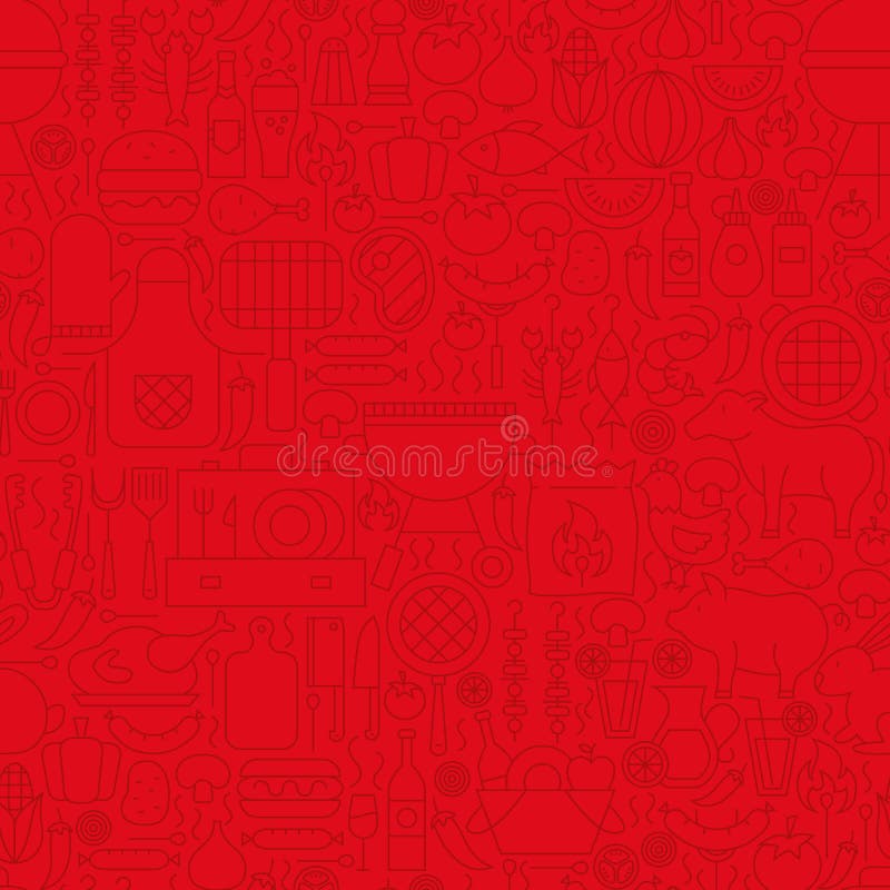 Red Grill Menu Line Tile Pattern Stock Illustrations – 4 Red Grill Menu ...