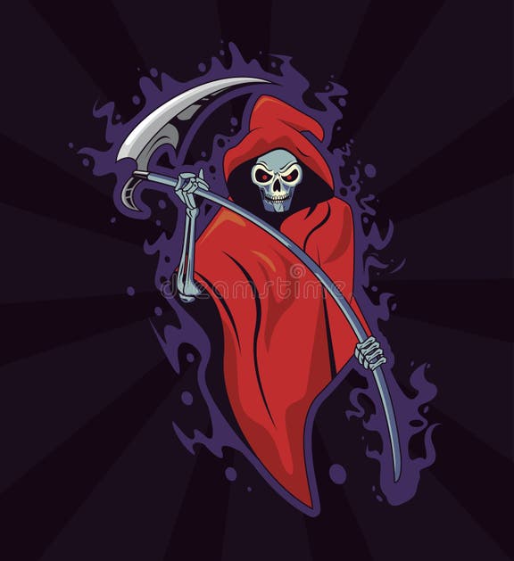 Red grim reaper stock vector. Illustration of skull - 244835892