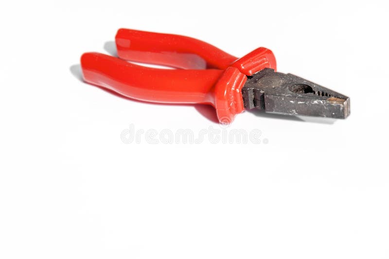 Red Grip Steel Engineer Equipment Pliers with Clipping Path Stock Photo ...
