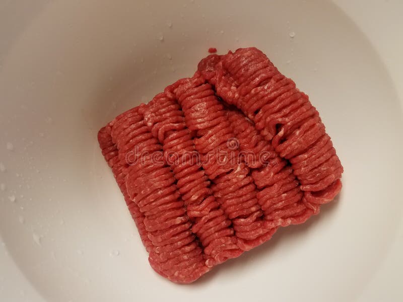 Raw Ground Beef Meat in White Container Stock Photo - Image of lunch ...