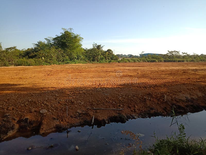 Red Ground with River in the Morning Stock Photo - Image of spring ...