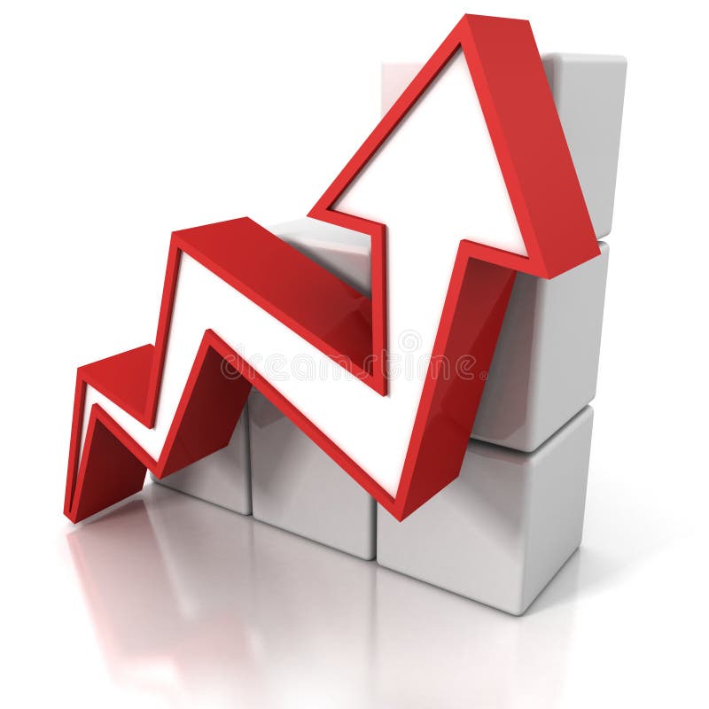 Red Growing Arrow and Cubes Business Bar Chart Stock Illustration ...
