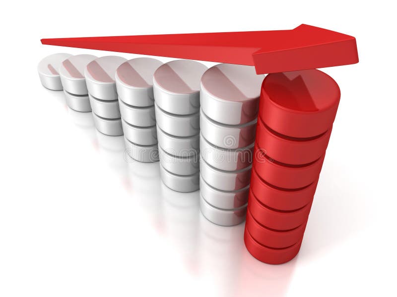 Red Growing Arrow on Success Business Bar Chart Stock Illustration ...
