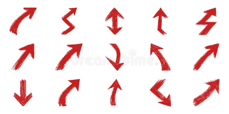 Red Grunge Arrow Icons Set. Directional Navigation and Design Elements Collection Stock Vector ...
