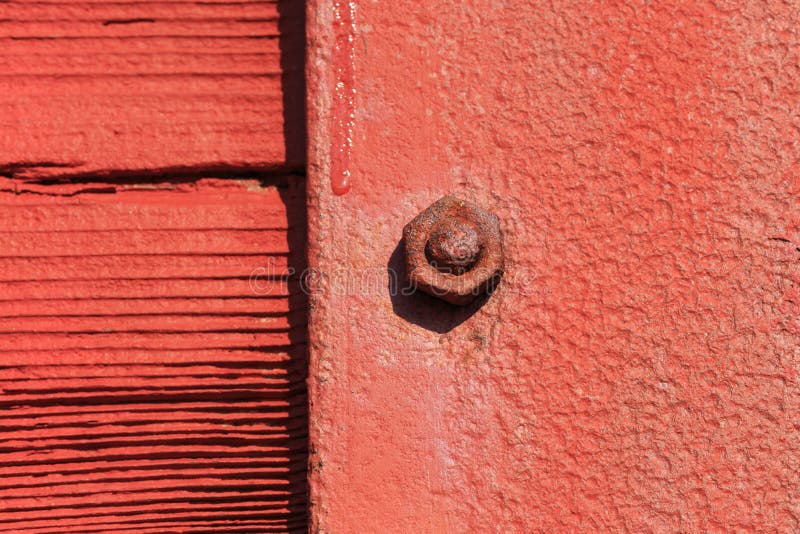 Red Grunge Nut and Bolt with Focus only on One Nut Stock Photo - Image ...
