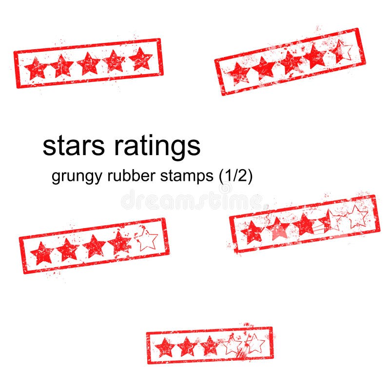 Red Grungy Rubber Stamp Five Stars Ratings Stock Vector - Illustration ...