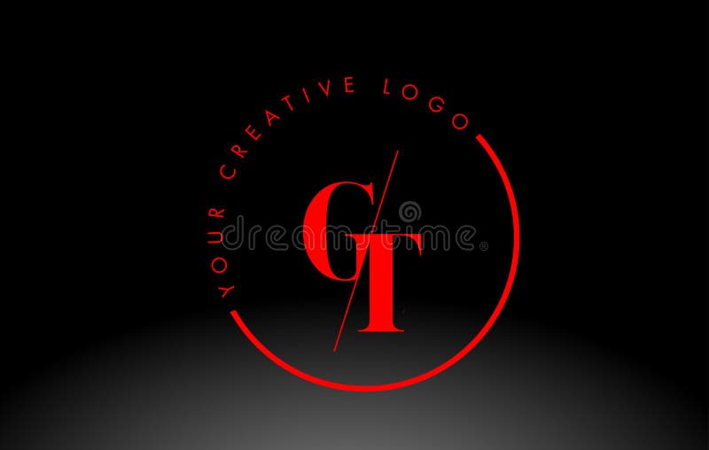 Red GT Serif Letter Logo Design with Creative Intersected Cut Stock ...