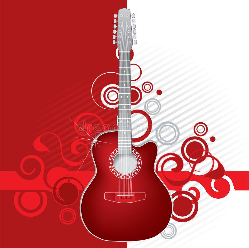 Red guitar stock vector. Illustration of entertainment - 4273842
