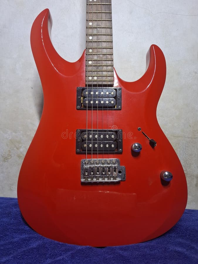Red Guitar Blue Base and Black Coil Stock Image - Image of base ...
