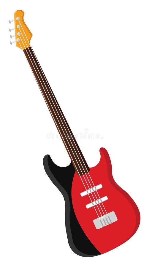 Red guitar, icon stock vector. Illustration of equipment - 259785682
