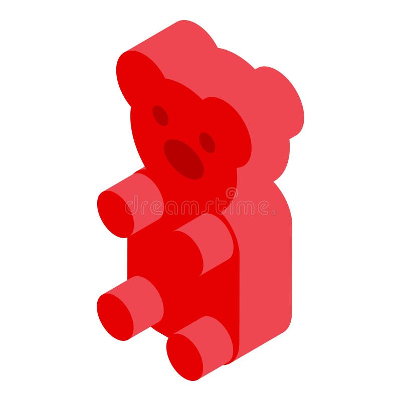 Red Gummy Bear Candy Sitting Isometric Illustration Stock Illustration ...