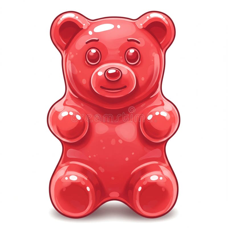 Red Gummy Bear with a Glossy, Translucent Surface Depicted in a ...